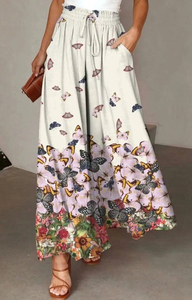 Wide Leg Pants Drawstring Waist with Butterfly Design | Little Miss ...