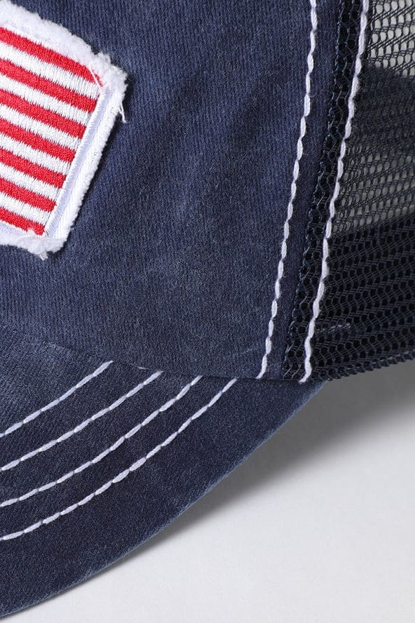 America USA Flag Mesh Snapback Baseball Cap, Navy