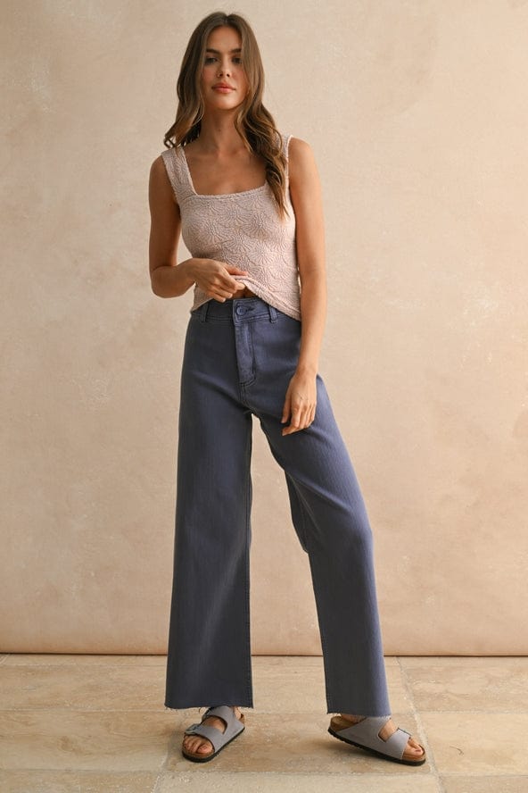 Straight Wide Leg Denim Pants in Dusty Blue | Little Miss Muffin ...