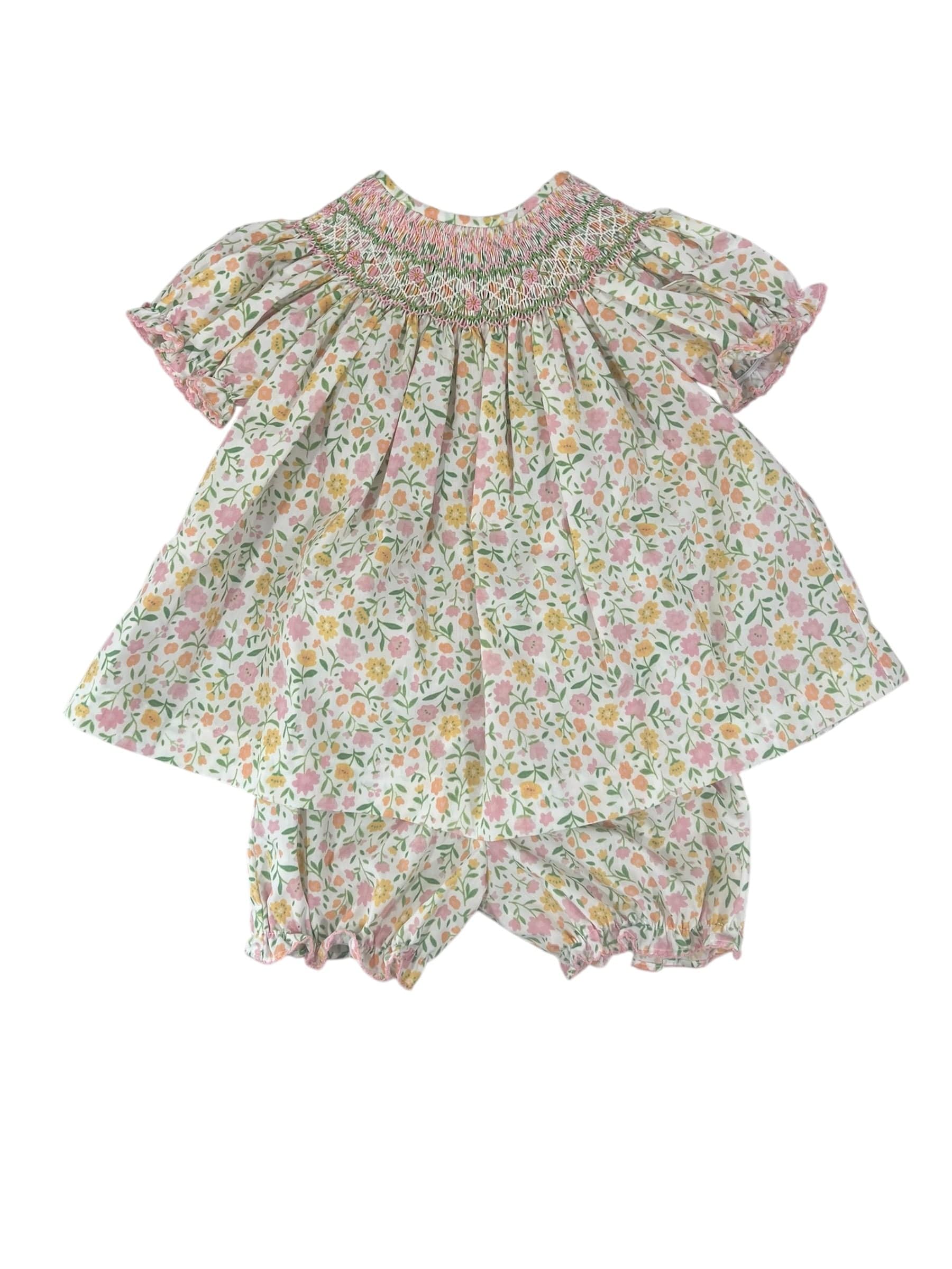 Spring Floral Smocked Emma Bishop Bloomer Set | Little Miss Muffin ...