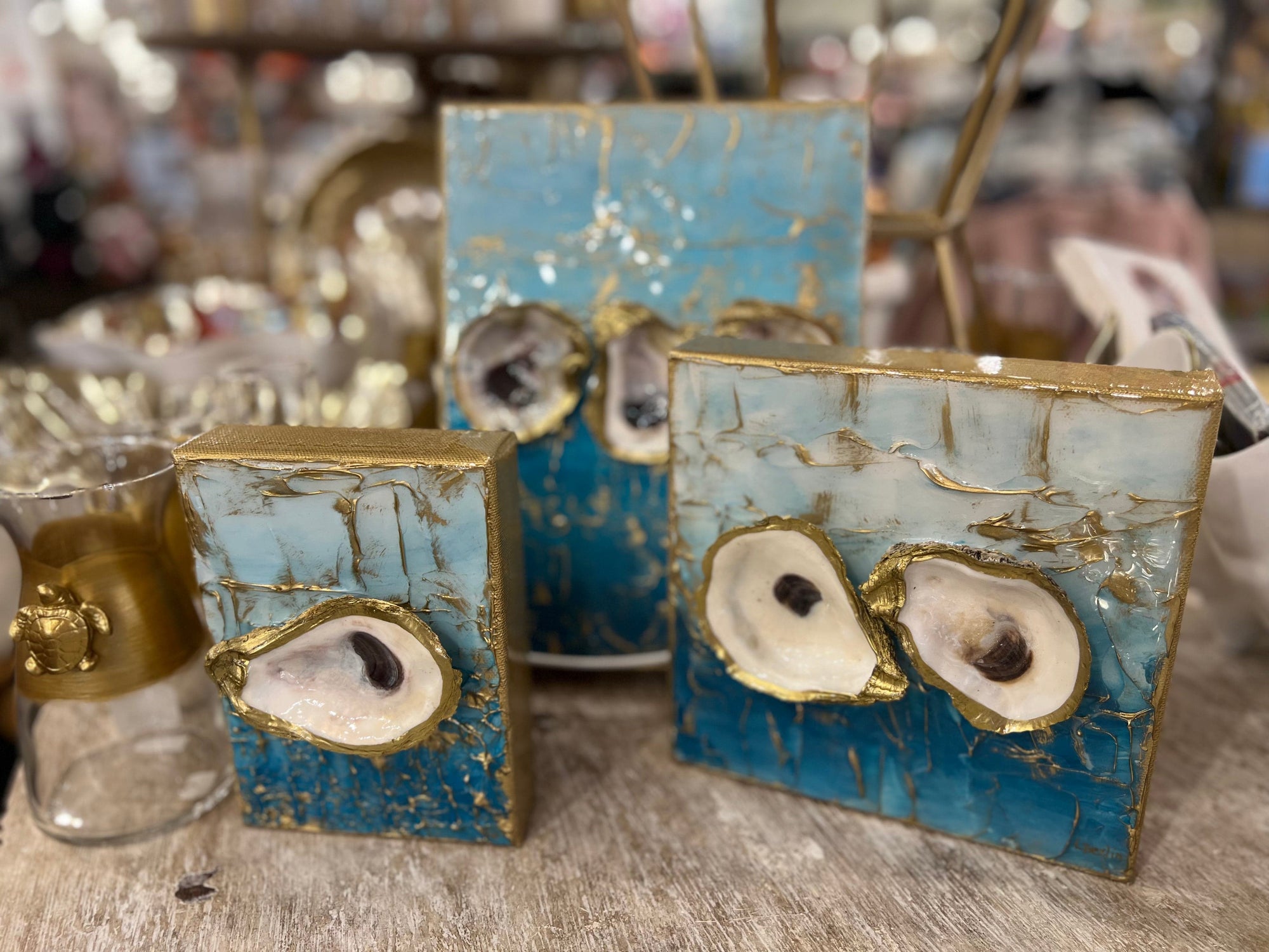 Lisa Devlin Designs Oyster Shells with Resin On Canvas