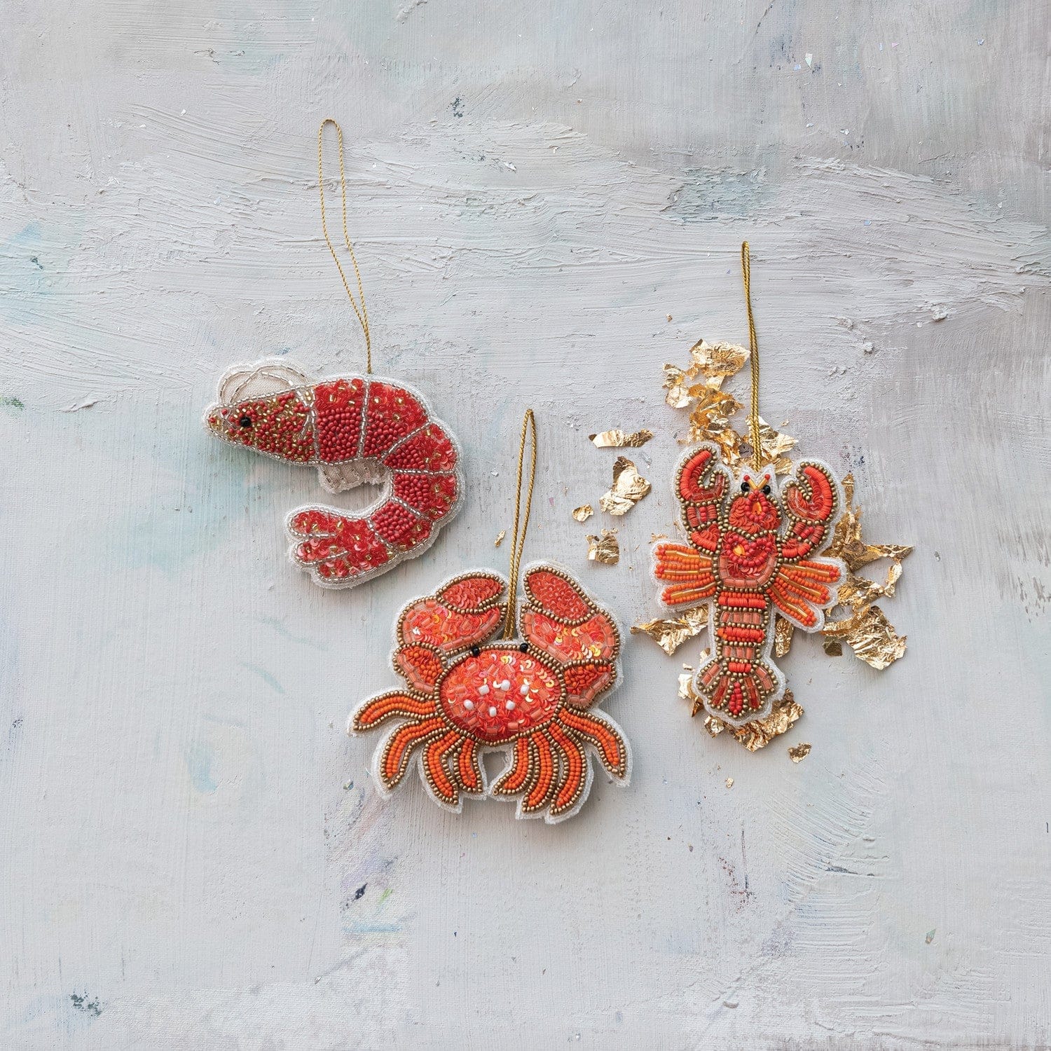 Handmade Beaded Fabric Crustacean Ornament with Sequins, 3 Styles Avai