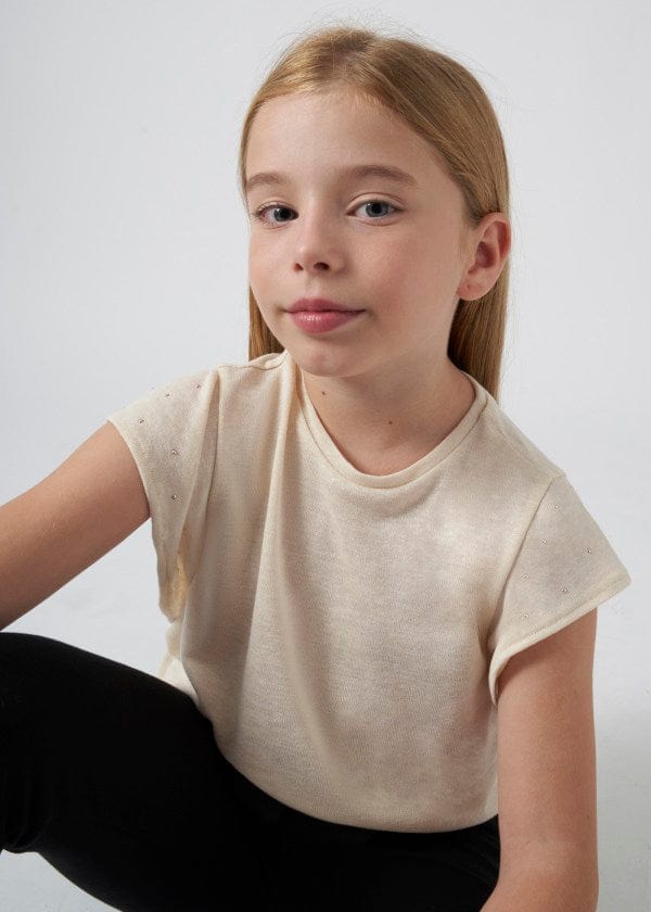 Mayoral Tween Girls Cap Sleeve Tee with Tiny Stud Detail – Little Miss ...