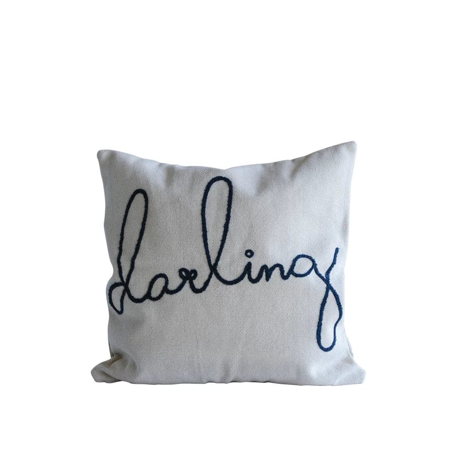 Creative Co-op Embroidered Darling Cotton Pillow | Little Miss Muffin ...