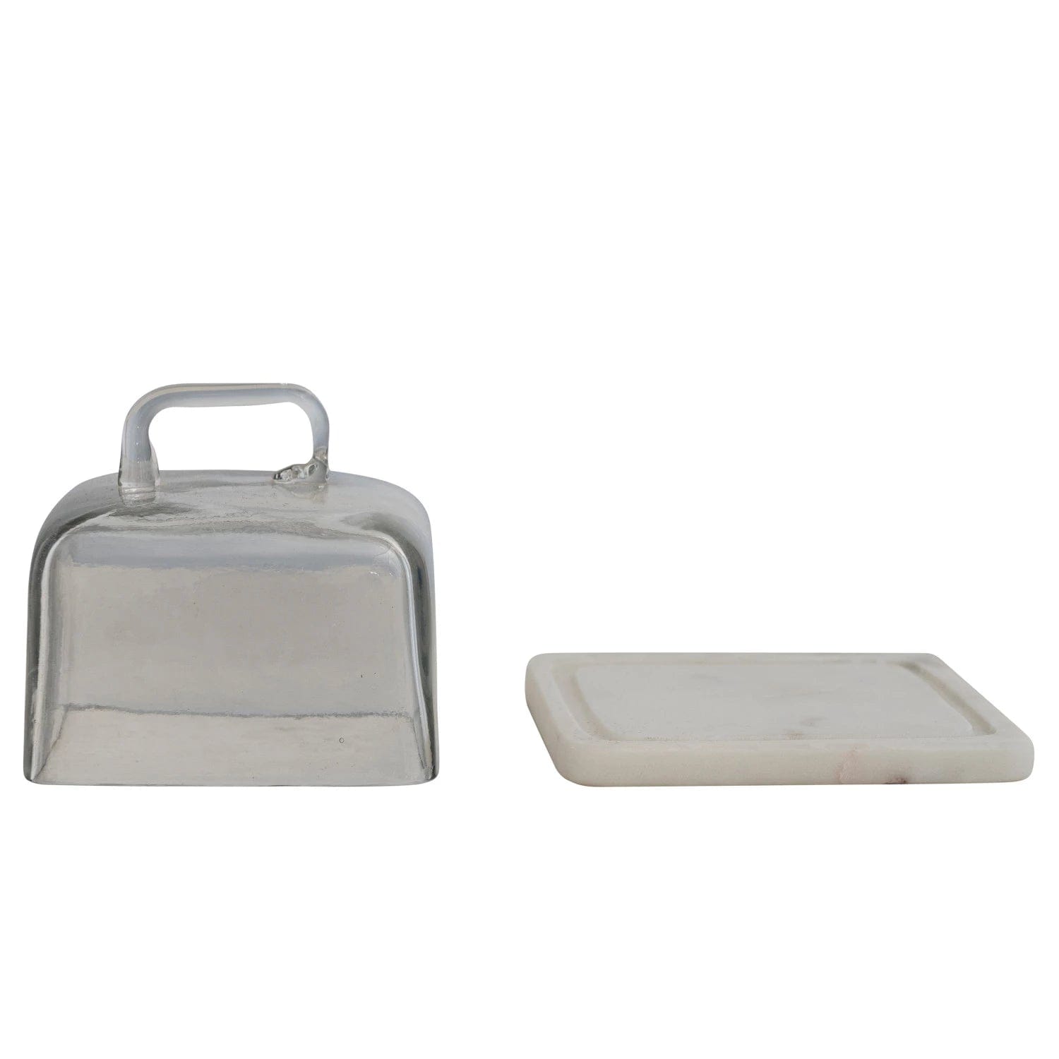 Creative Co-op Glass Cloche with White Marble Base & Handle | Little ...