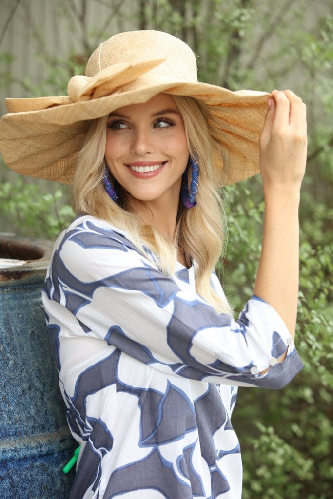 Lilly 5" Brim Fan Pleated Straw Sun Hat with Big Bow | Little Miss ...