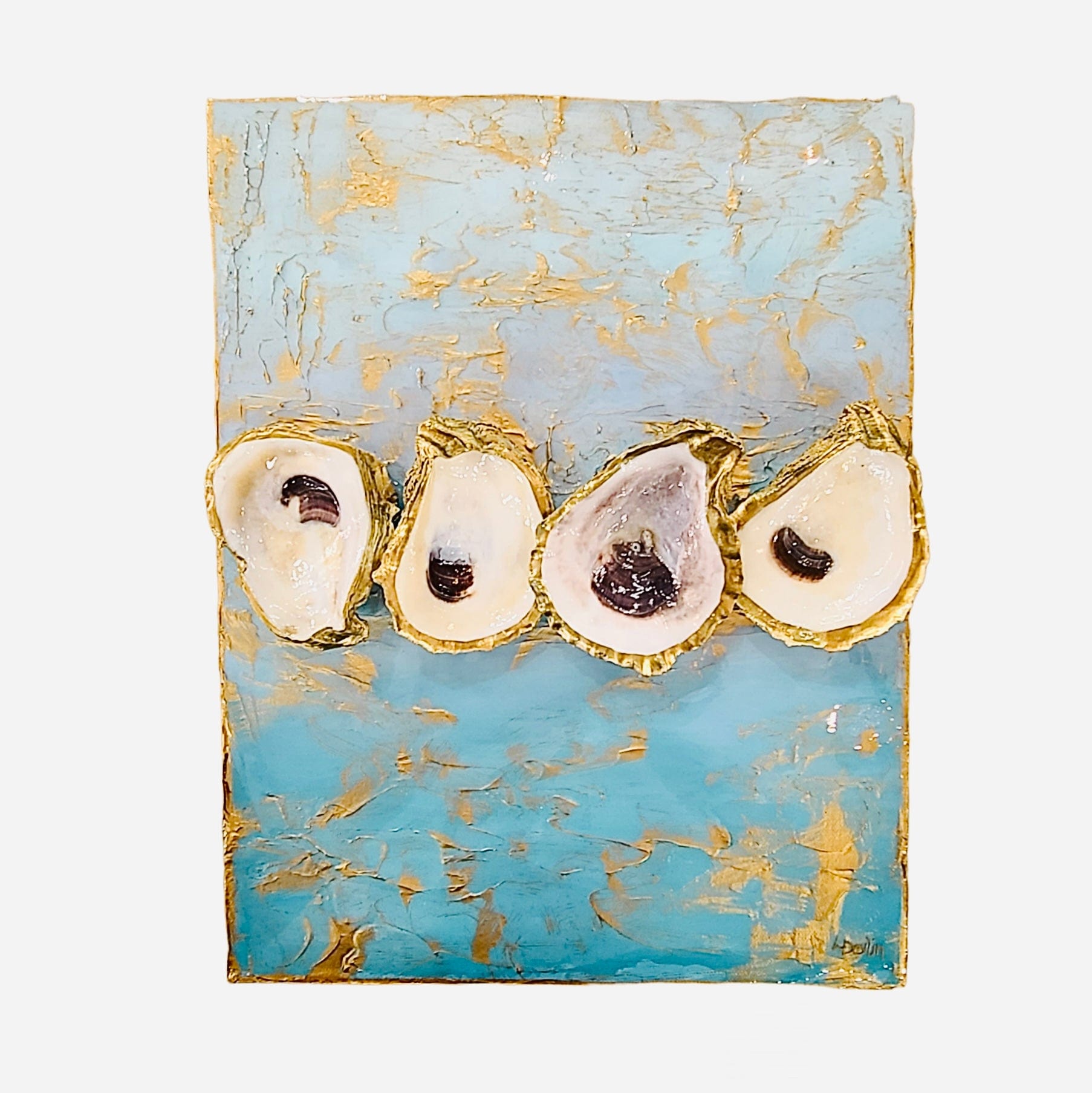 Lisa Devlin Designs Oyster Shells with Resin On Canvas