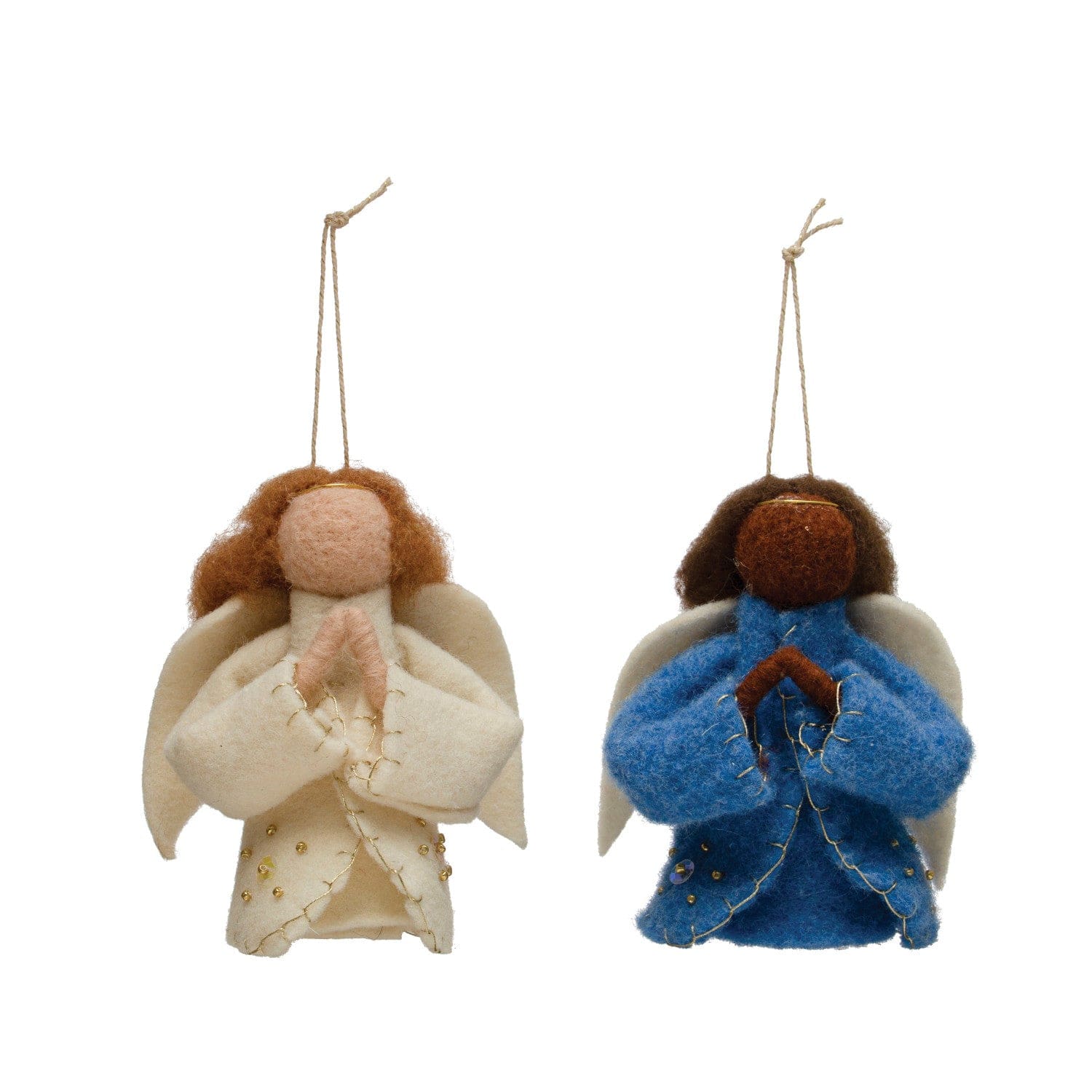 Creative Co-op Wool Felt Angel Ornament with Gold Beads | Little Miss ...