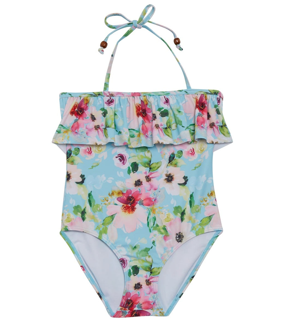 Snapper Rock Floral Frill Halter One Piece Swim Suit | Little Miss ...