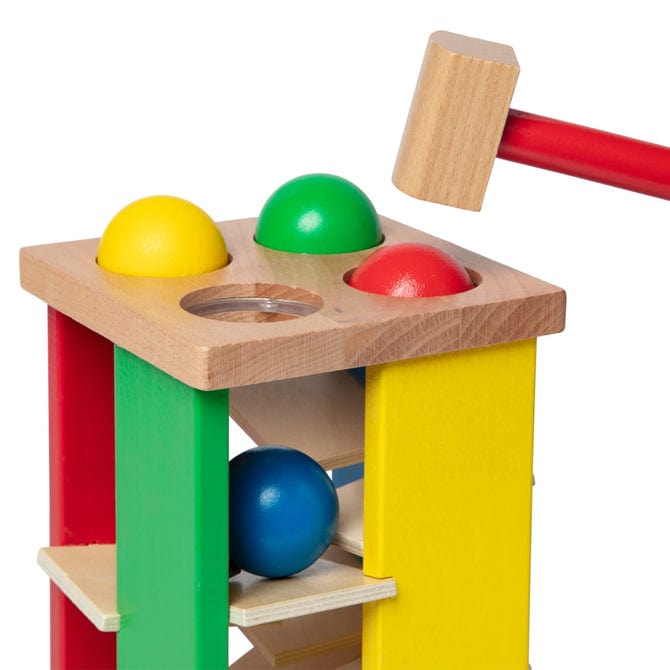 Pound and Roll Wooden Tower Toy with Hammer