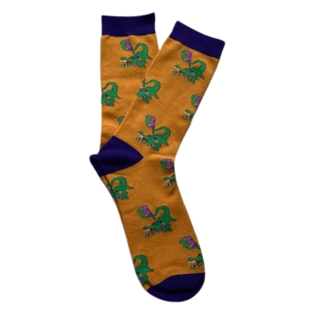 Whereable Art Mardi Gras Mambo Socks Alligator with Mask Flag | Little ...